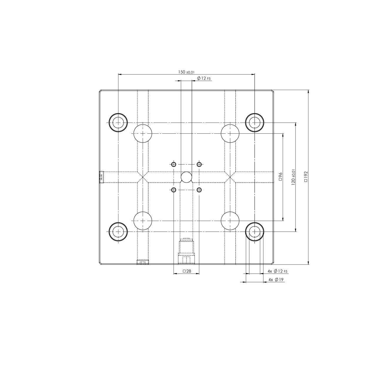 75710: Quick•Point® 96 Grid Plate 192 x 192 x 27 mm with mounting bores ...